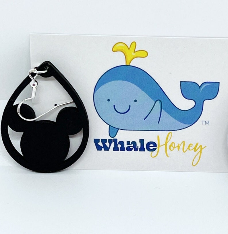 Mickey Mouse Inspired Earrings Silhouette Teardrop Dangle Earrings ...