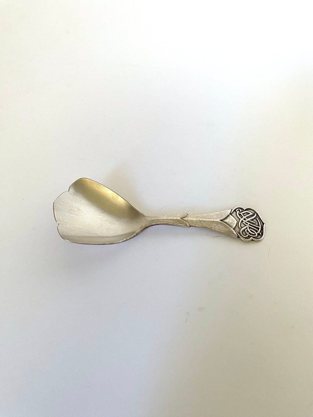 Georg Nilsson Tea Caddy Spoon | Dutch Silver Plated Gero Art Nouveau ...
