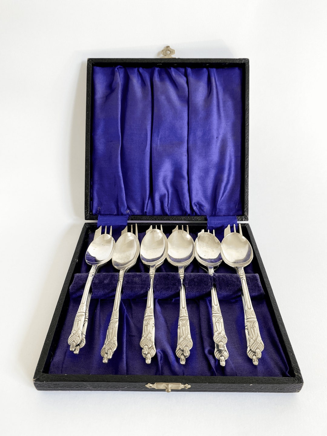 Vintage EPNS Sheffield Apostle Spoons and Forks, Set of 6 Coffee Spoons ...