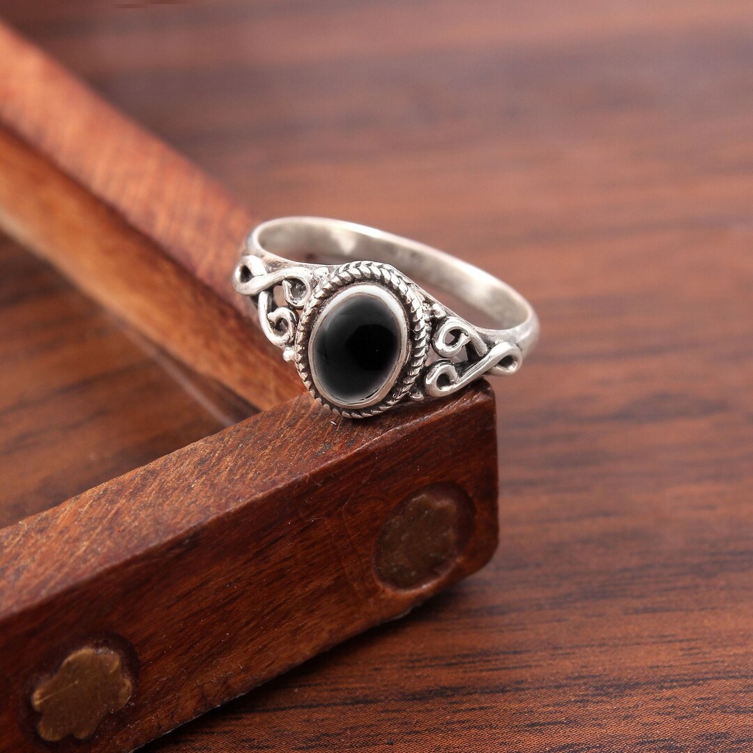 Genuine Black Onyx Ring, Black Onyx Silver Ring, Black Onyx Sterling Silver Ring, Black Onyx ...