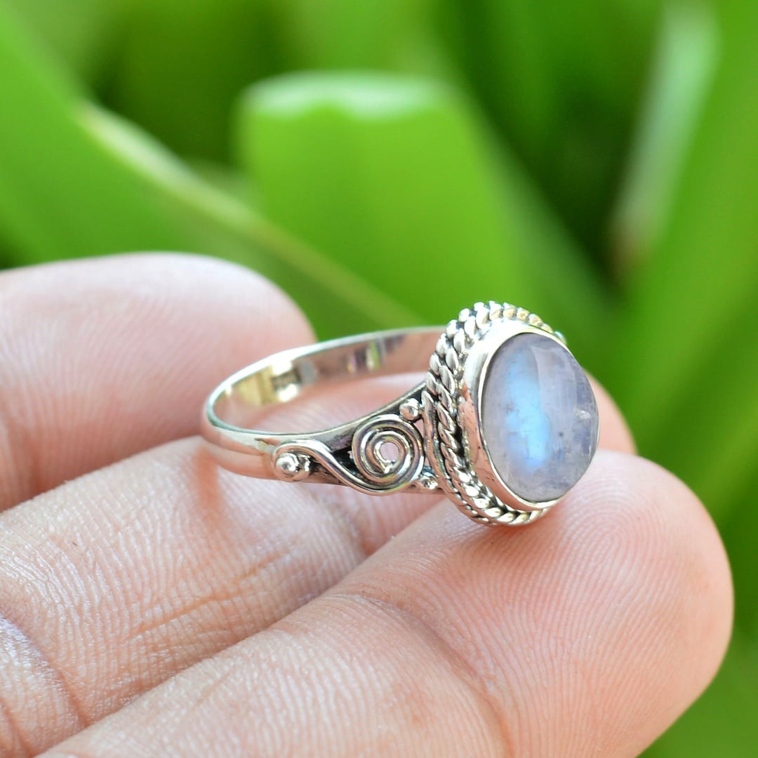 Genuine Moonstone Ring, Moonstone Silver Ring, Handmade Moonstone Ring ...