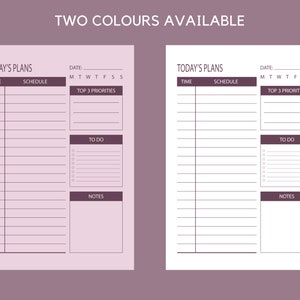 Minimalist Printable Daily Planner, Purple Single Page Planner ...