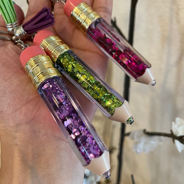 Floating Glitter Keychain - Etsy