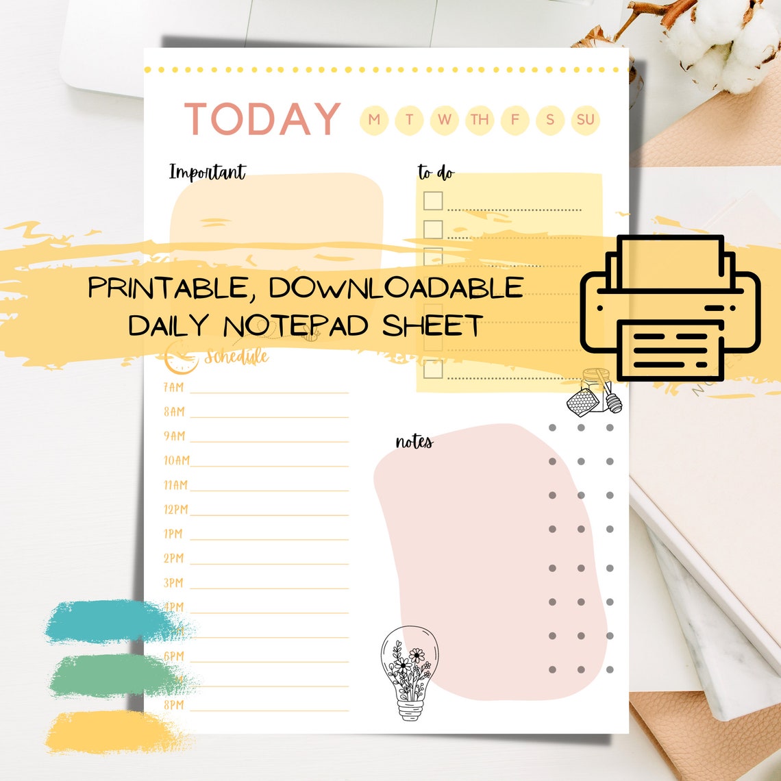DAILY NOTEPAD SHEET Printable Template. Instant Download: to - Etsy UK