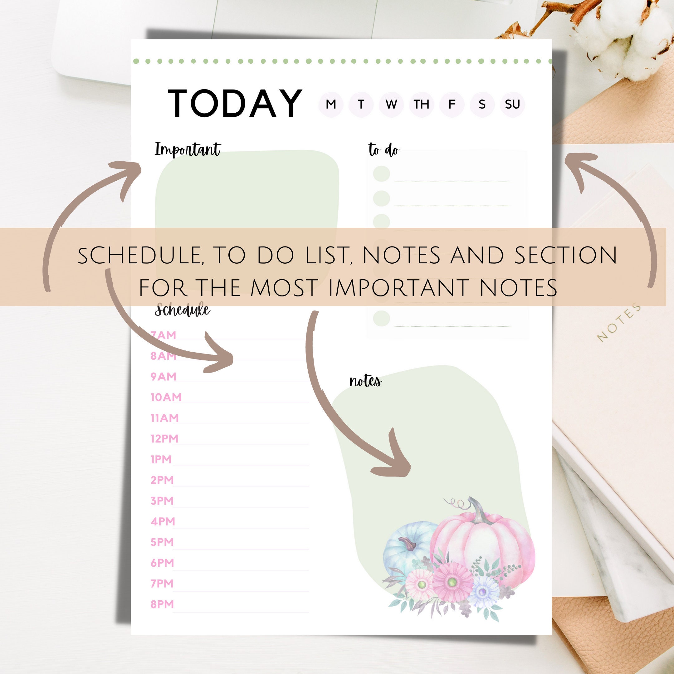 DAILY NOTEPAD SHEET Printable Template. Instant Download: to - Etsy