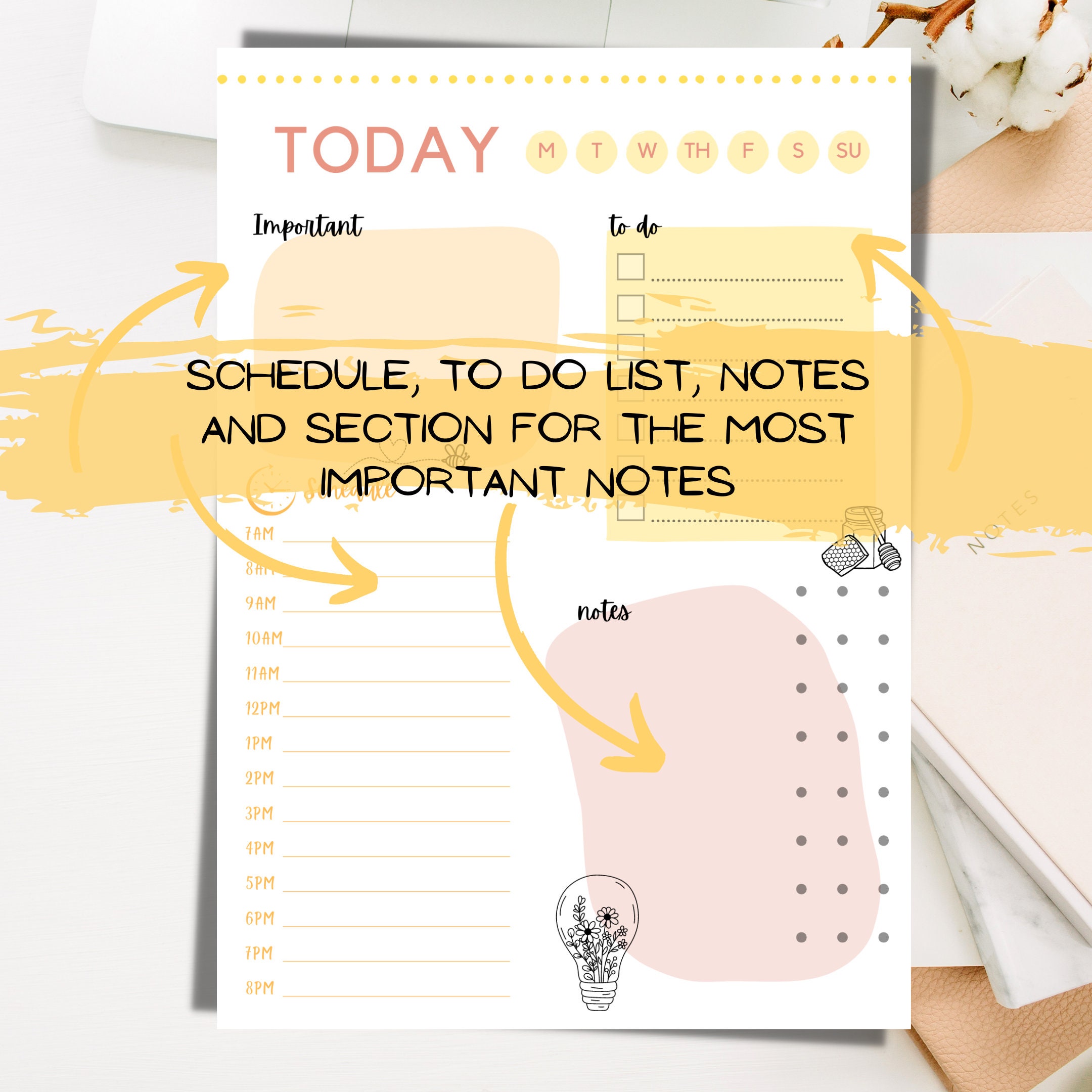 DAILY NOTEPAD SHEET Printable Template. Instant Download: to - Etsy UK