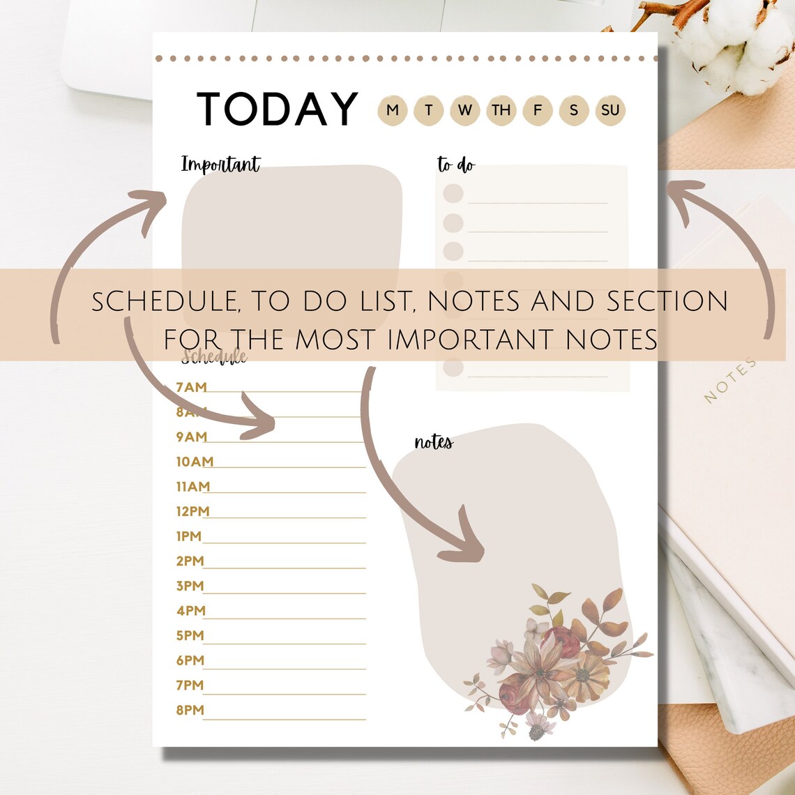 DAILY NOTEPAD SHEET Printable Template. Instant Download: to - Etsy