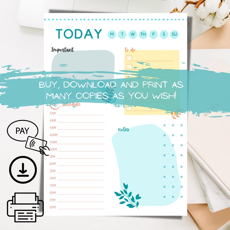 DAILY NOTEPAD SHEET Printable Template. Instant Download: to - Etsy UK