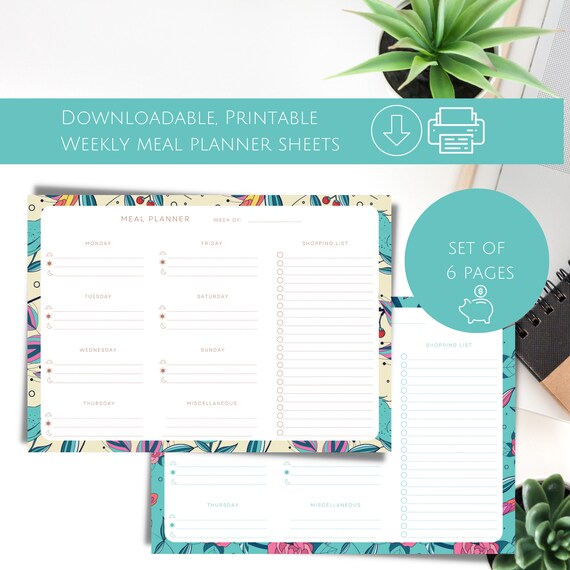 WEEKLY MEAL PLANNER Printable Template. Instant Download: - Etsy UK
