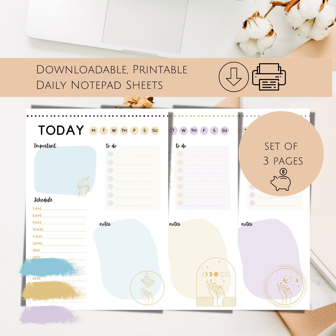 DAILY NOTEPAD SHEET Printable Template. Instant Download: to - Etsy