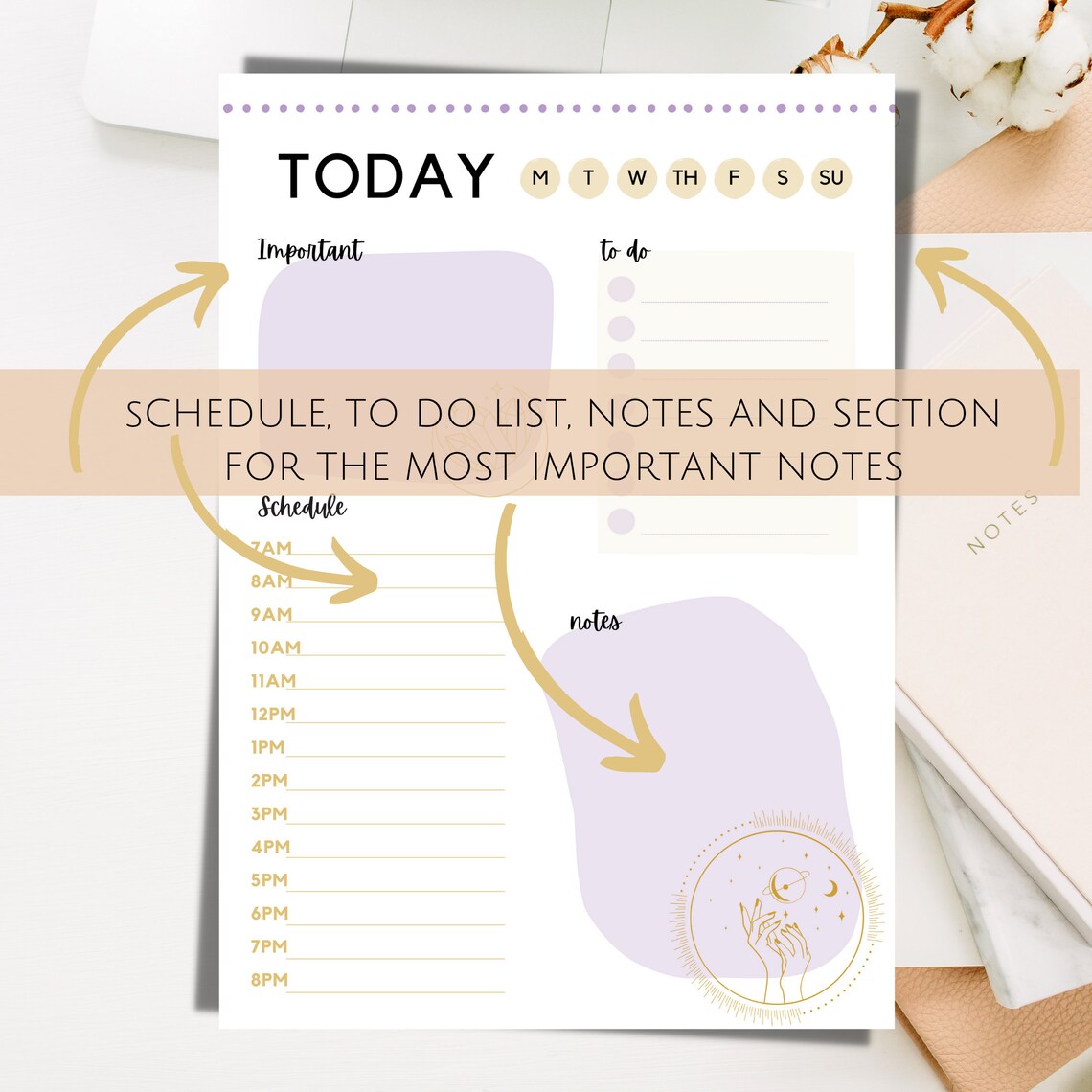 DAILY NOTEPAD SHEET Printable Template. Instant Download: to - Etsy