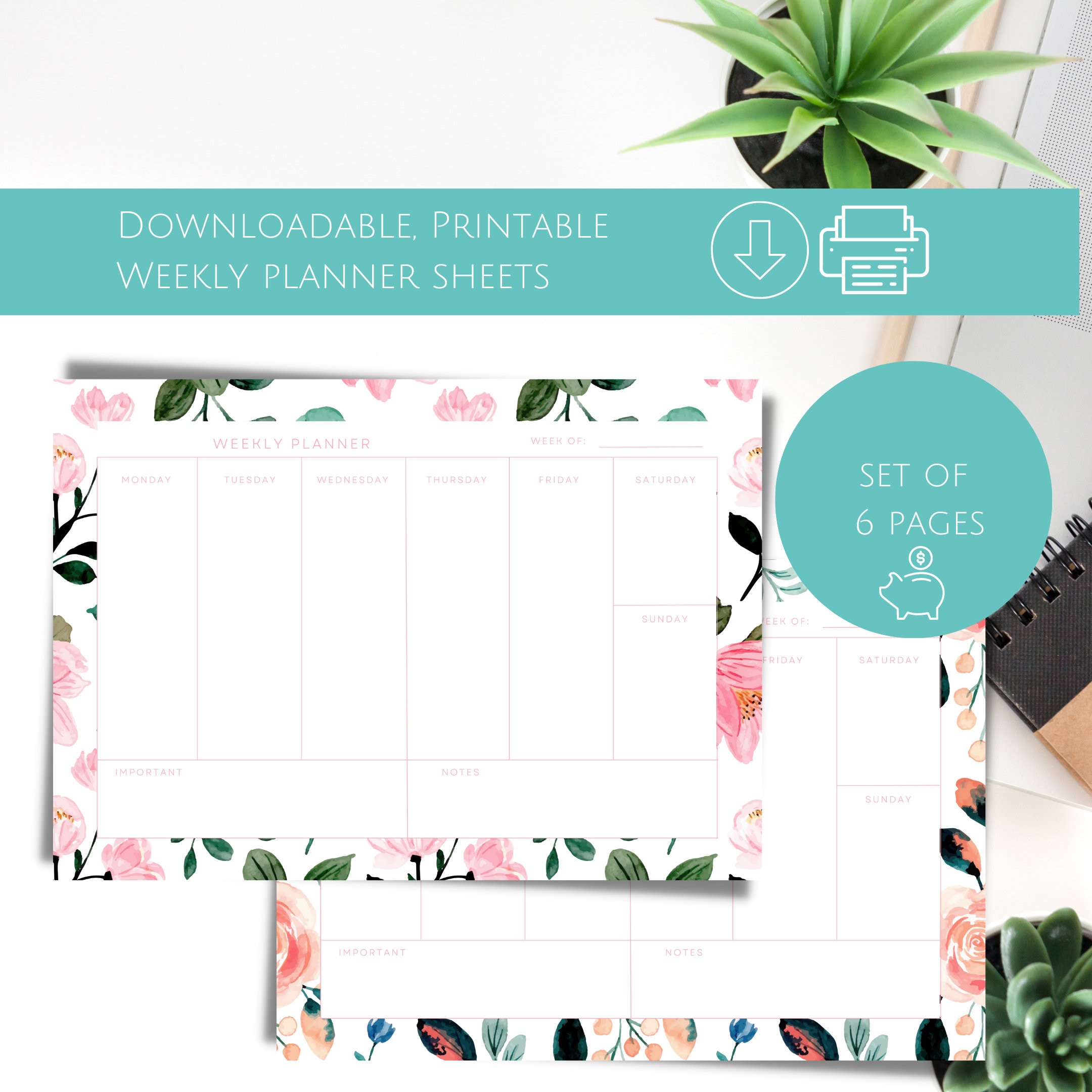 WEEKLY PLANNER Printable Template. Instant Download: to Do - Etsy