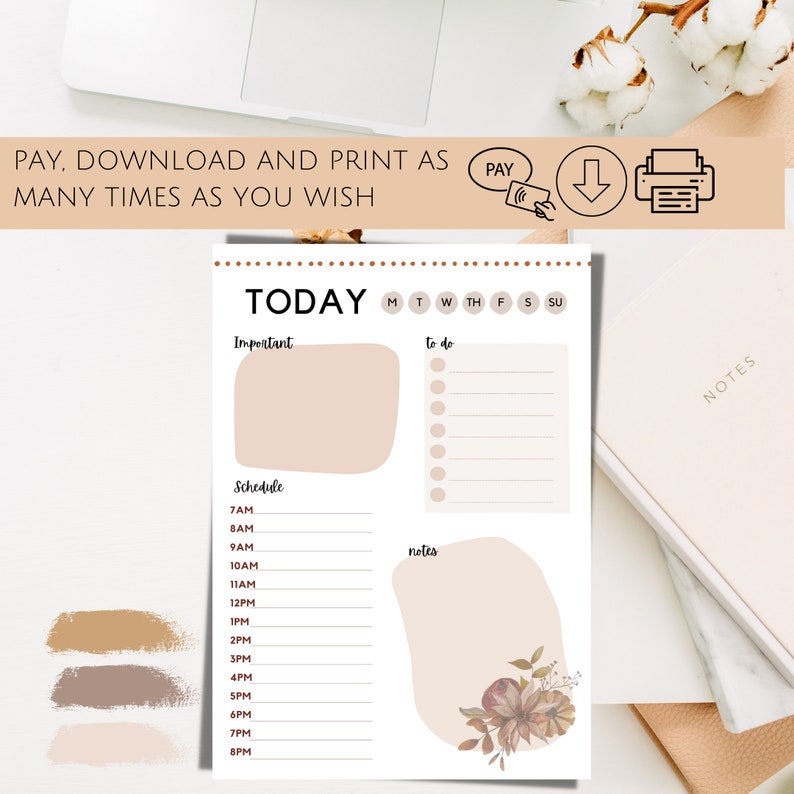 DAILY NOTEPAD SHEET Printable Template. Instant Download: to - Etsy