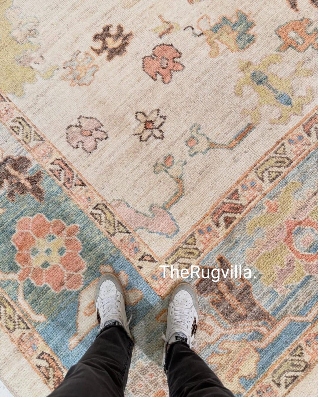 9x12 Classic Antique Rug Muted Salmon, Copper + Blue Carpet Oushak Rug ...