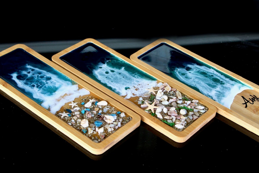 HANDMADE Personalized Long Wooden Ocean Trays, Decor Wood Tray Nautical ...