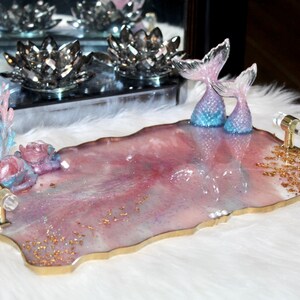 HANDMADE Large Mermaid Inspired Blush Decorative Resin Tray Elegant ...