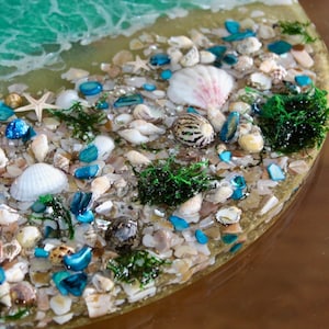 Handmade Large Ocean Resin Tray Decorative Beach Tray W/ Coasters ...