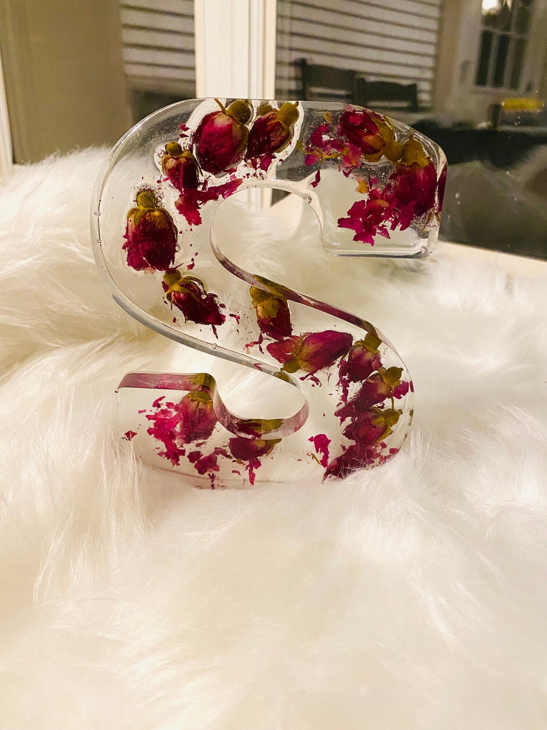 HANDMADE Large Alphabet Rose Flowers 6 Inch Resin Letters Gift Resin ...