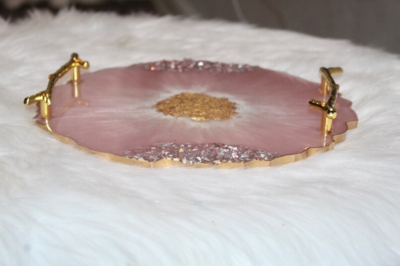Handmade Resin Tray With Leaf Handles & Coasters Blush Tray - Etsy