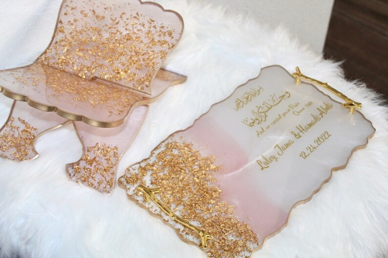 Handmade Personalized Wedding Resin Tray W/ Quran Holder Set - Etsy