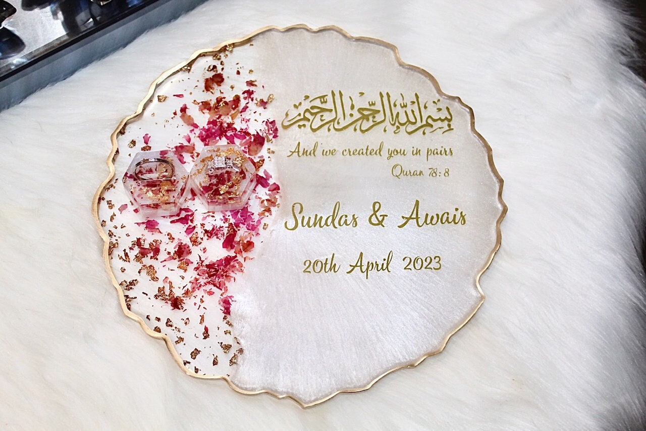 Handmade Personalized Wedding Resin Tray W/ Rose Petals & Ring - Etsy