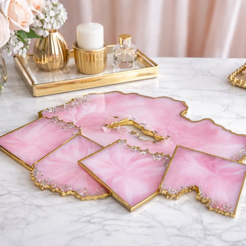 Pink Quartz Resin Trays - Etsy