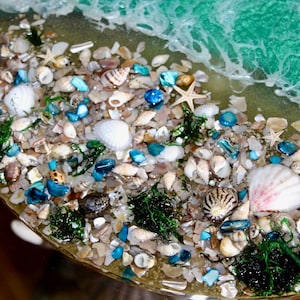Handmade Large Ocean Resin Tray Decorative Beach Tray W/ Coasters ...