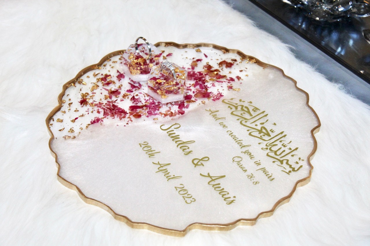 Handmade Personalized Wedding Resin Tray W/ Rose Petals & Ring - Etsy