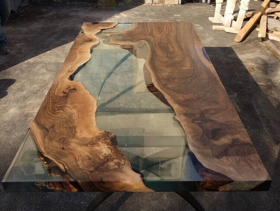 Clear Epoxy Resin Dining Table Top, Resin Countertop, Custom Resin End ...
