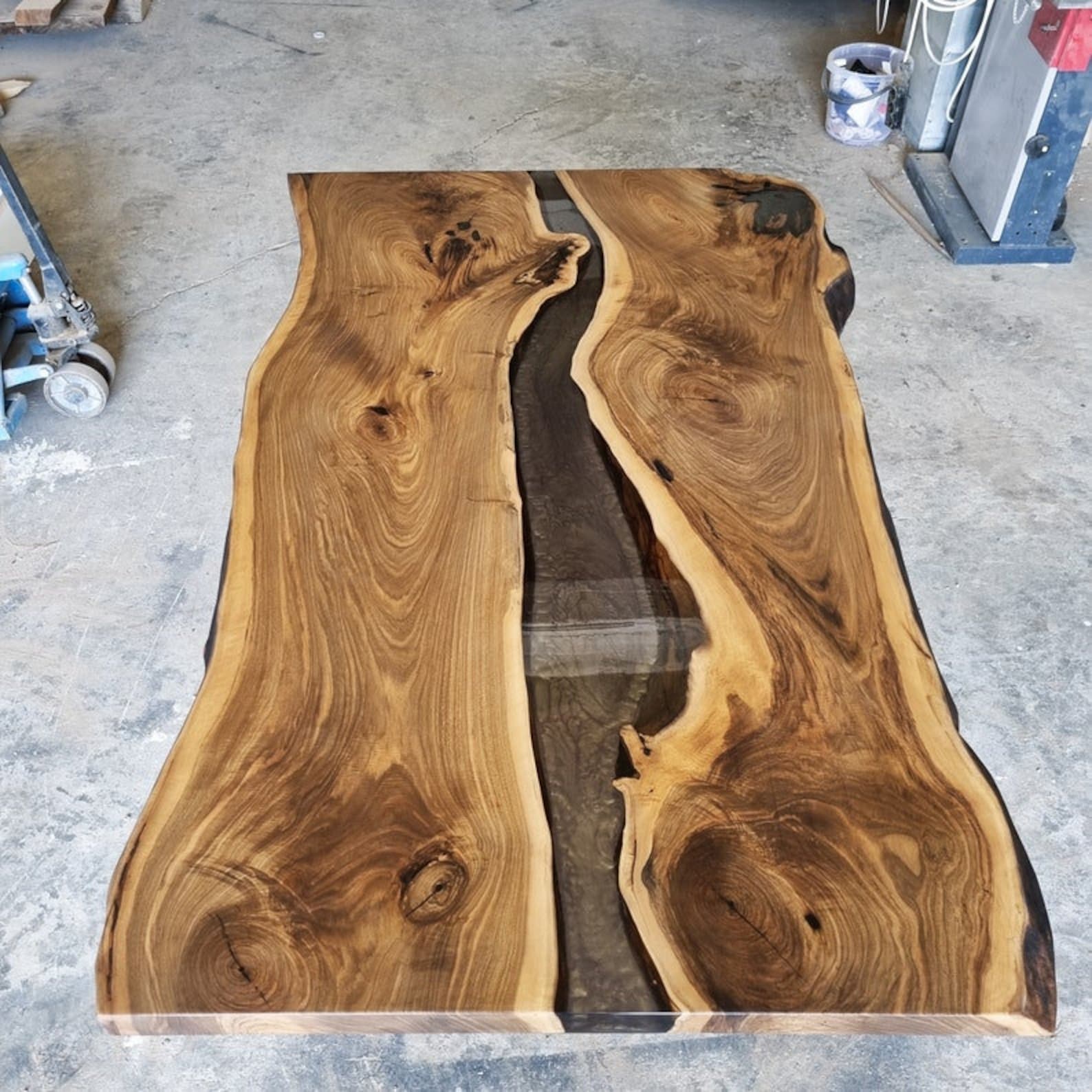 Live Edge Epoxy Resin Center Dining Table, Brown Resin Counter Top ...