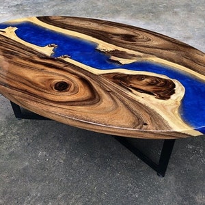 Unique Epoxy Coffee Table Top, Oval Shape Resin End Table, Custom ...