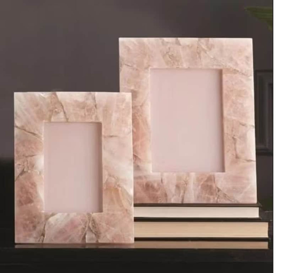 Pink Quarts Stone Photo Frame Natural Handmade Work ,agate Picture ...