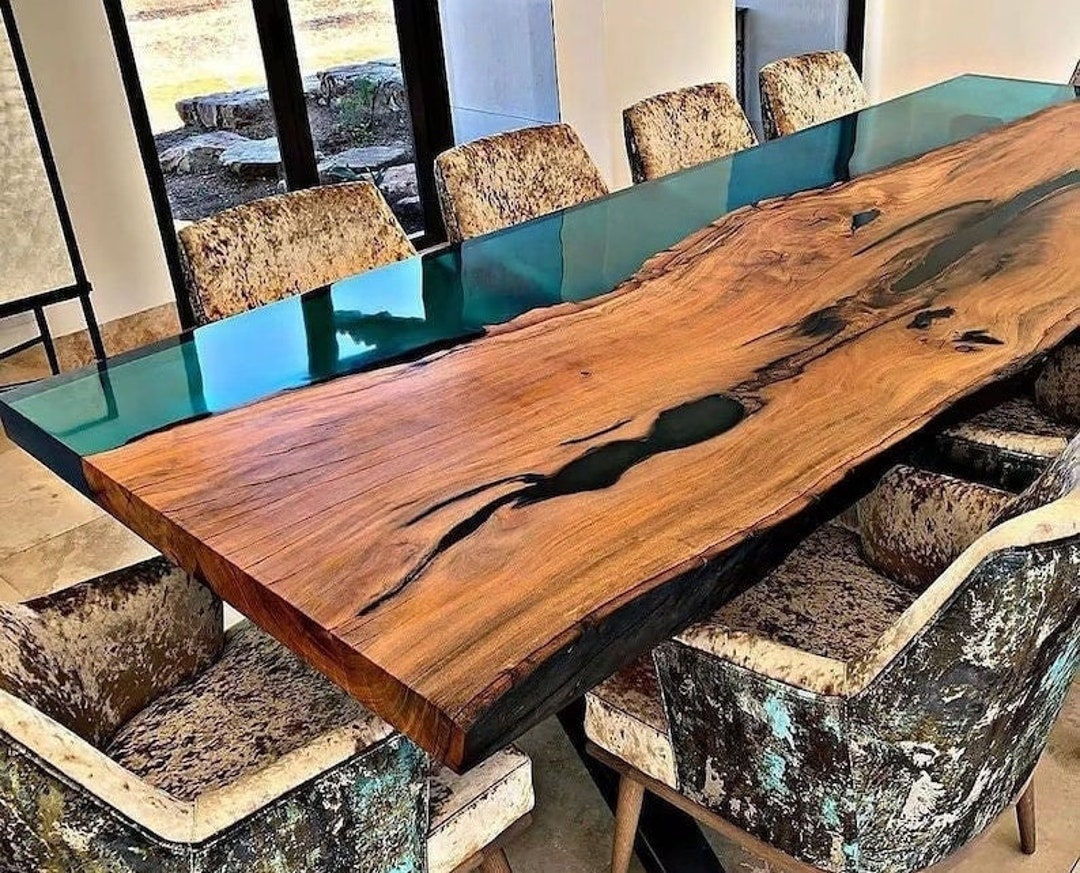Unique Green Epoxy Resin Dining and Coffee Table, Epoxy Counter Top ...