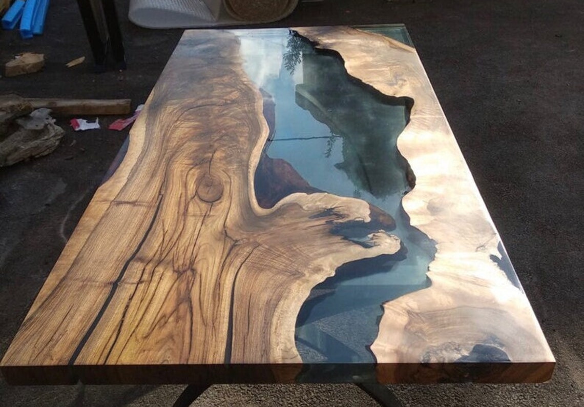 Clear Epoxy Resin Dining Table Top, Resin Countertop, Custom Resin End ...