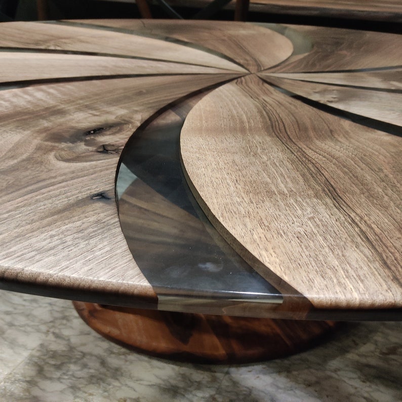 Resin Acacia Round Side Table Epoxy End Table Coffee Table Mid Century ...