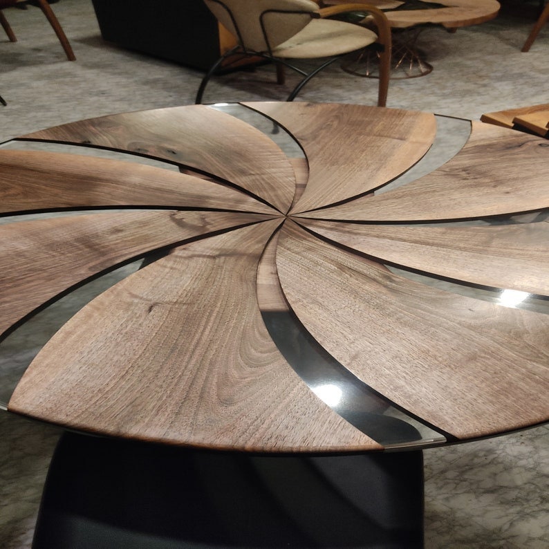 Resin Acacia Round Side Table Epoxy End Table Coffee Table Mid Century ...