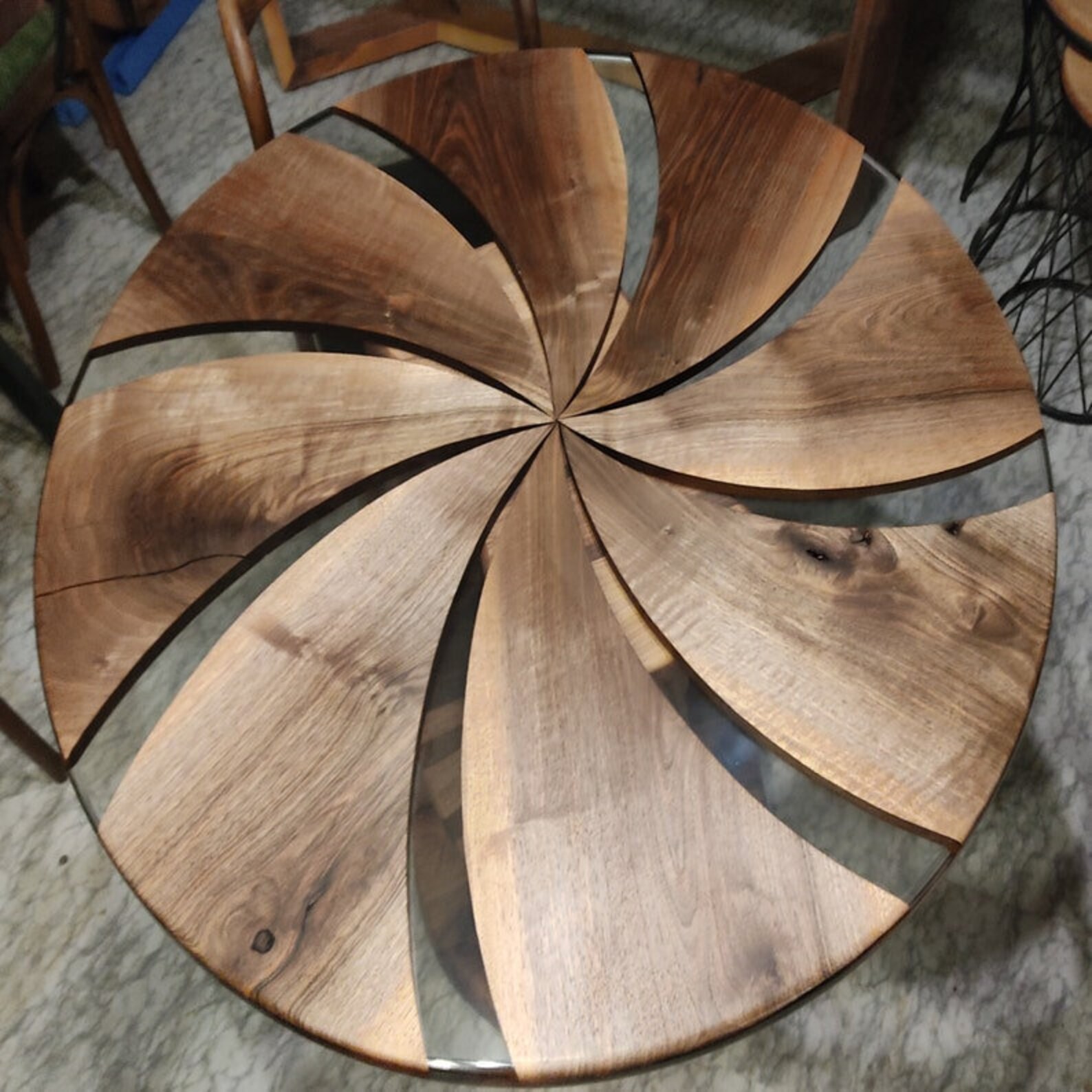 Resin Acacia Round Side Table Epoxy End Table Coffee Table Mid Century ...