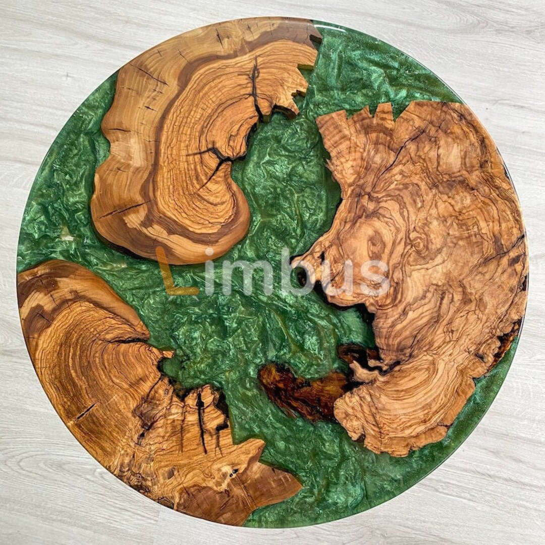 Resin Acacia Round Side Table | Epoxy End Table | Coffee Table | Mid ...