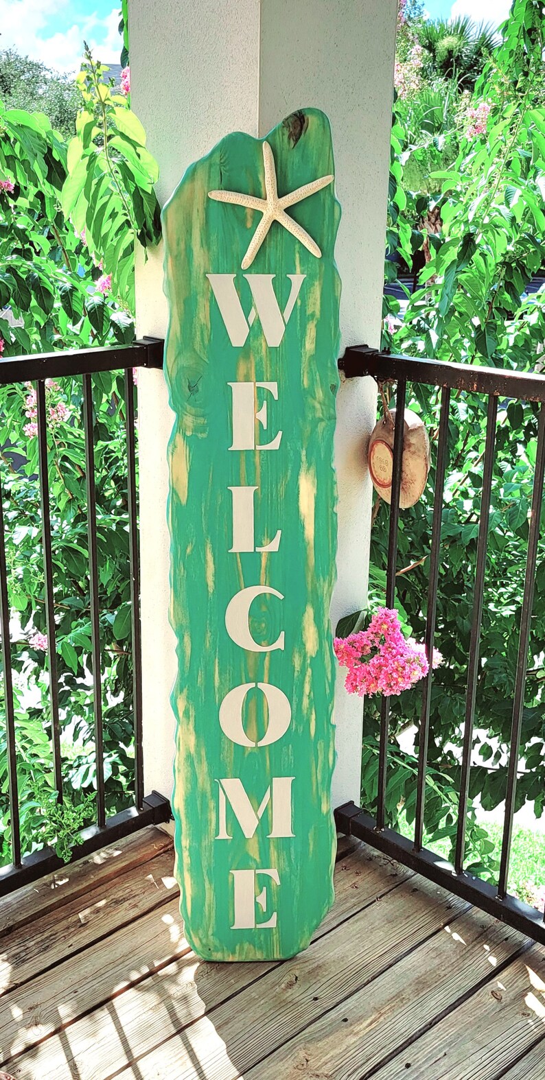 Beach Welcome Seashell Front Door Sign. Welcome Signs. Porch Leaner ...