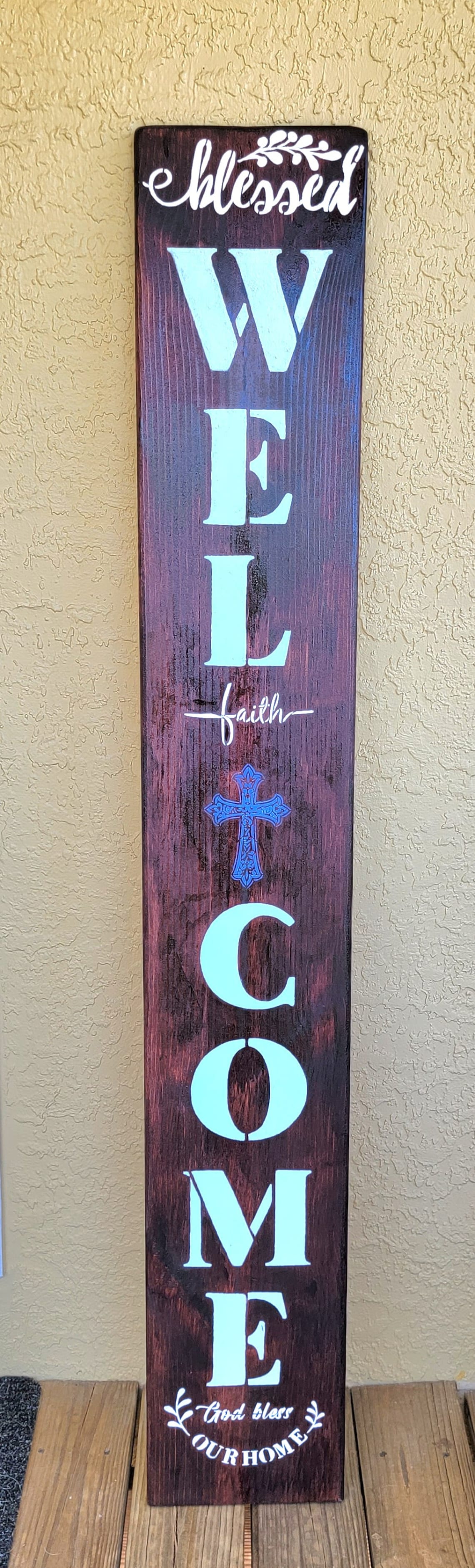 Blessed Welcome Front Porch Sign. Porch Leaner. Vertical - Etsy