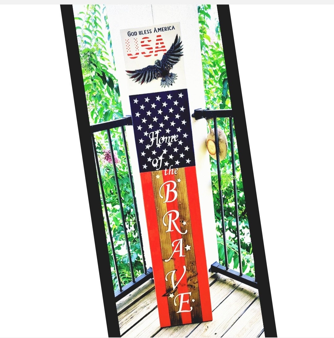 USA Military Flag Front Porch or Door Welcome Sign Handmade. Porch ...
