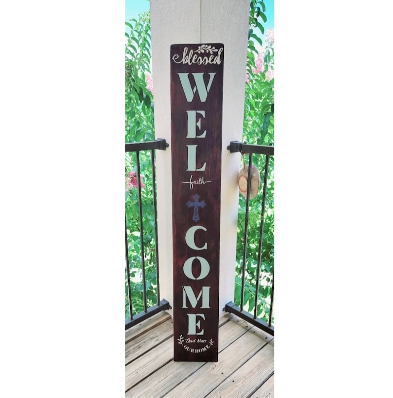 Blessed Welcome Front Porch Sign. Porch Leaner. Vertical - Etsy