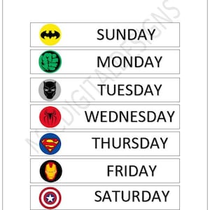 Superhero Days of the Week - Etsy