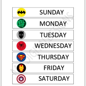 Superhero Days of the Week - Etsy