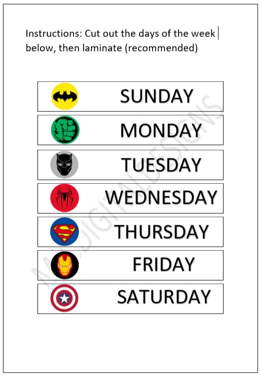 Superhero Days of the Week - Etsy