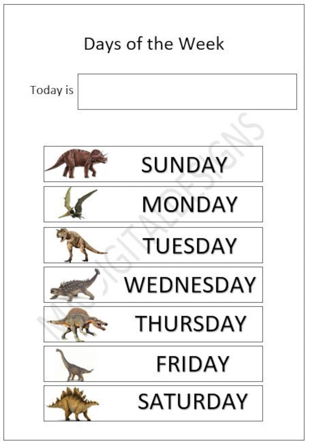 Dinosaur Days of the Week - Etsy