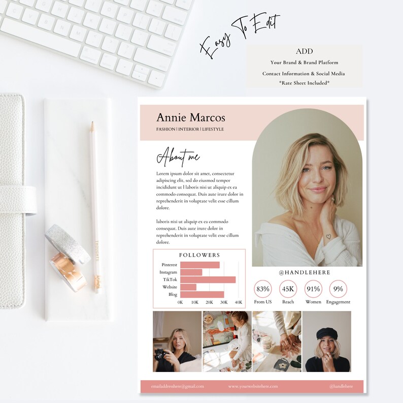 Influencer Media Kit Canva Template Blogger Media Kit Instagram Media ...