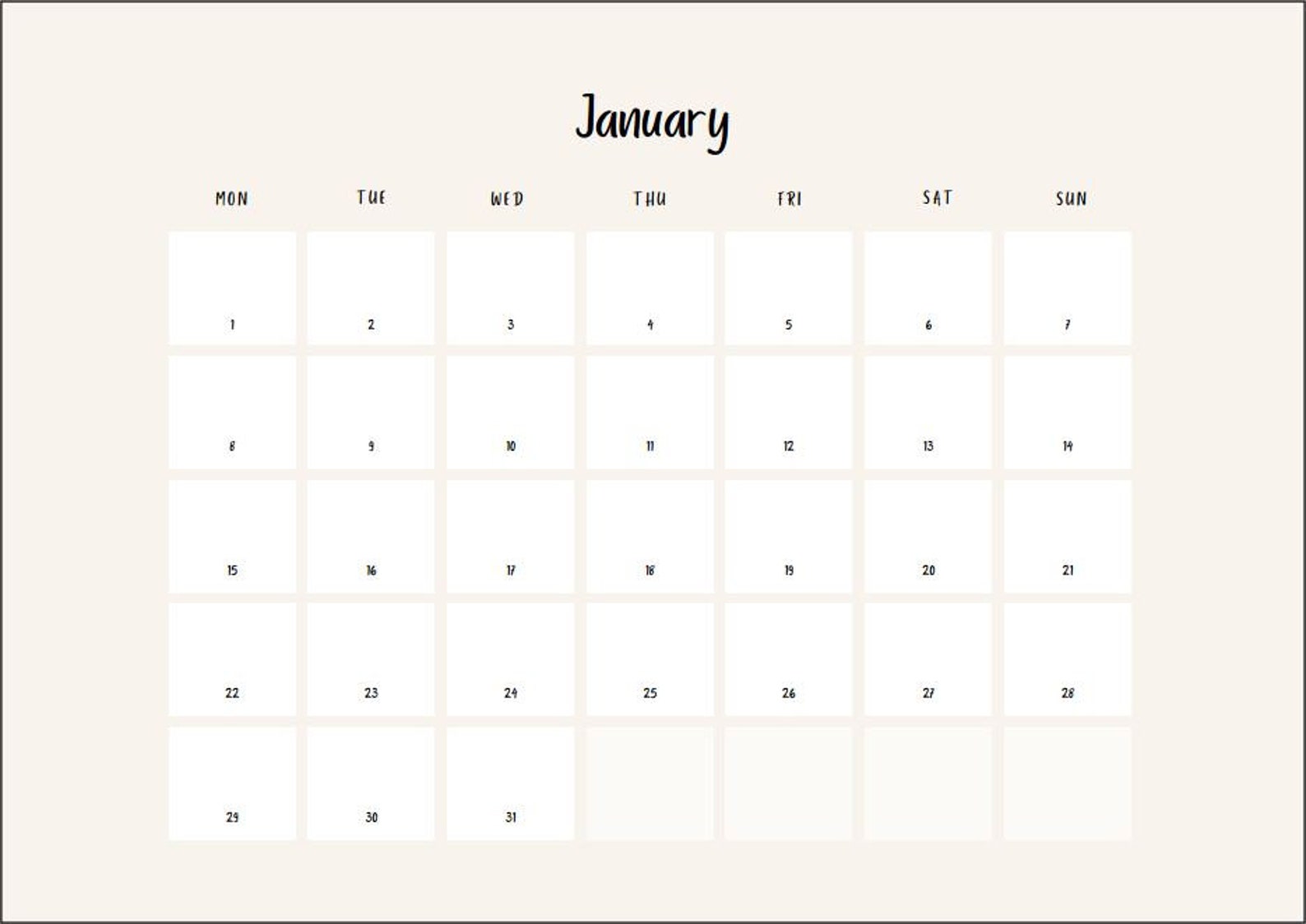 2024 Minimalist Printable Calendar , Monthly Planner 2024 , Minimalist ...