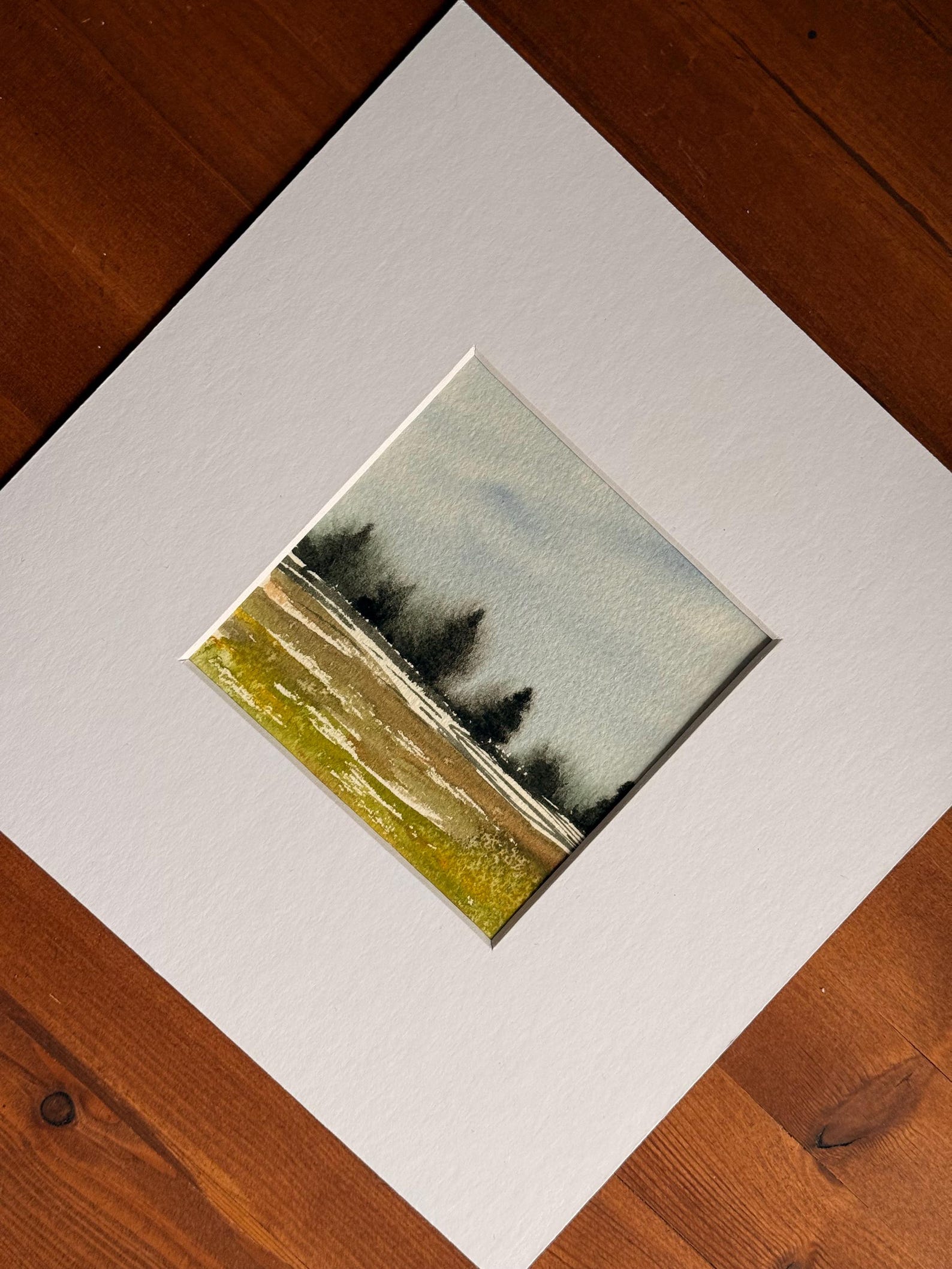 Original Signed Watercolor Landscape Painting, Mini Abstract Art, 4x4 ...