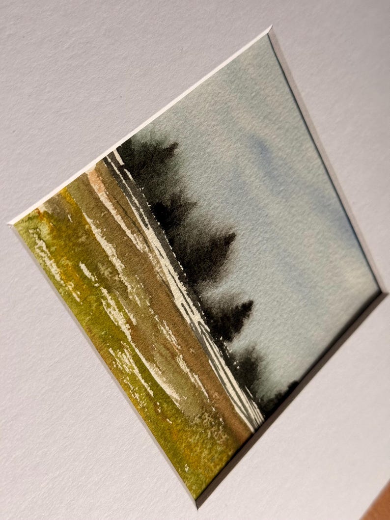 Original Signed Watercolor Landscape Painting, Mini Abstract Art, 4x4 ...